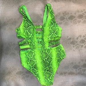 Swim | Snake Skin Croc Lime Green Strappy Swim Suit | Poshmark